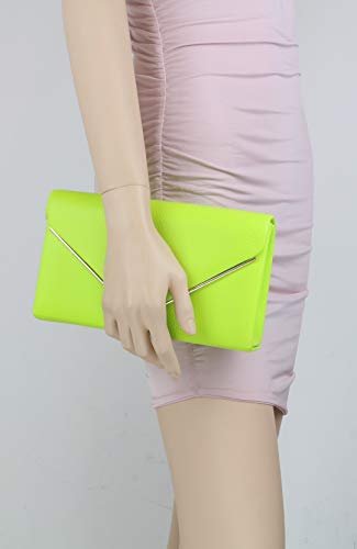 Girly HandBags Metallic Frame Clutch Bag (Neon Green)