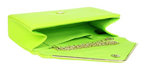 Girly HandBags Metallic Frame Clutch Bag (Neon Green)