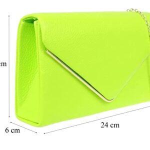 Girly HandBags Metallic Frame Clutch Bag (Neon Green)