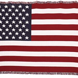 United States American Flag Blanket - Gift Soft Tapestry Throw Woven from Cotton - Made in The USA (69x48)