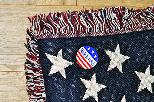 United States American Flag Blanket - Gift Soft Tapestry Throw Woven from Cotton - Made in The USA (69x48)