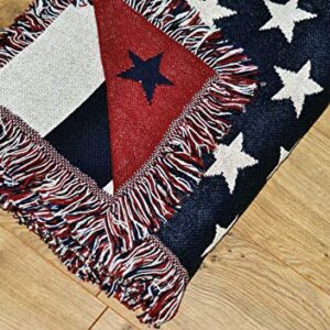 United States American Flag Blanket - Gift Soft Tapestry Throw Woven from Cotton - Made in The USA (69x48)