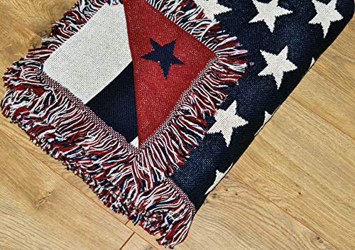 United States American Flag Blanket - Gift Soft Tapestry Throw Woven from Cotton - Made in The USA (69x48)