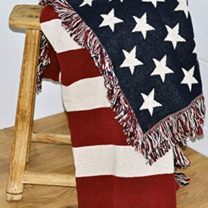 United States American Flag Blanket - Gift Soft Tapestry Throw Woven from Cotton - Made in The USA (69x48)