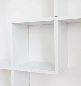 HAO ALWAYS DO BETTER Geometric Squares Display Shelf with 5 Cubes,Storage Tabletop White