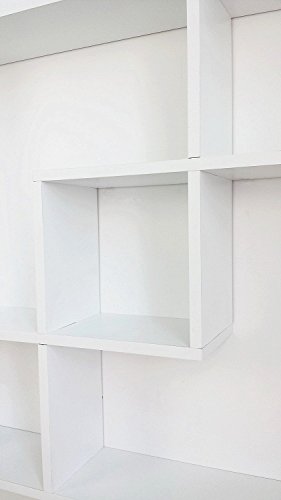 HAO ALWAYS DO BETTER Geometric Squares Display Shelf with 5 Cubes,Storage Tabletop White