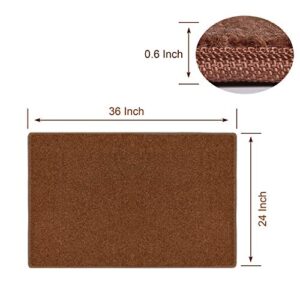 PURE ERA Carpet Stair Tread Landing Mat Tape Free Self Adhesive Non Slip Skid Resistant Indoor Doormat Area Rug Floor Mat for Kitchen Bathroom Workstations Washable Rectangle 2' X 3' (Brown)