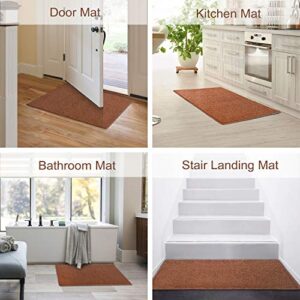 PURE ERA Carpet Stair Tread Landing Mat Tape Free Self Adhesive Non Slip Skid Resistant Indoor Doormat Area Rug Floor Mat for Kitchen Bathroom Workstations Washable Rectangle 2' X 3' (Brown)