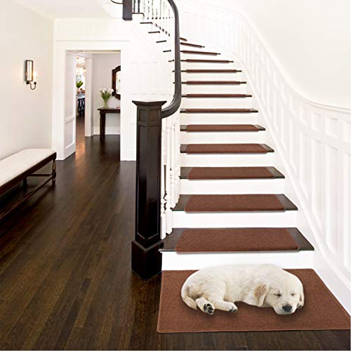 PURE ERA Carpet Stair Tread Landing Mat Tape Free Self Adhesive Non Slip Skid Resistant Indoor Doormat Area Rug Floor Mat for Kitchen Bathroom Workstations Washable Rectangle 2' X 3' (Brown)