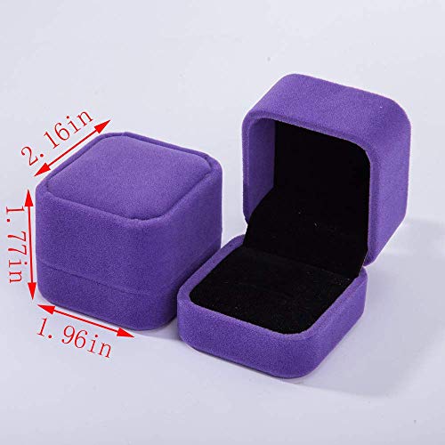 2 Pack Velvet Ring Boxes, Earring Pendant Jewelry Case, Ring Earrings Gift Boxes, Jewellry Display (Purple)