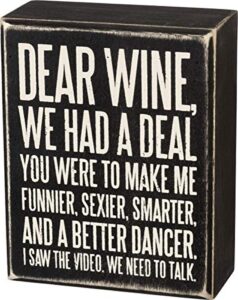 primitives by kathy 27179 box sign, 4″ x 5″, dear wine…