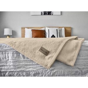 Peacock Alley All Seasons Luxury Cotton Blanket, Linen, King and California King Beds - Perfect for Bed or as a Throw Blanket for Sofa