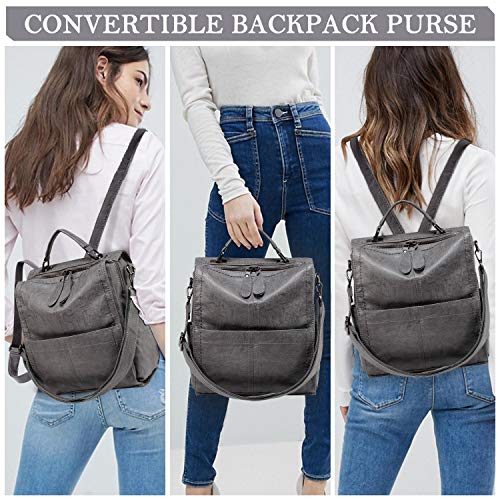 VASCHY Backpack Purse for Women, Fashion Square Small Mini Convertible PU Leather Backpack Shoulder Bag for Ladies Teen Girls