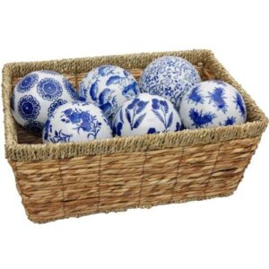 Oriental Furniture 4" Blue & White Decorative Porcelain Ball Set(B)