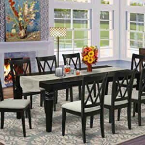 EAST WEST FURNITURE 9Pc Dining Set Includes a Rectangle Dining Table with Butterfly Leaf and Eight Double X Back Microfiber Seat Kitchen Chairs, Black Finish