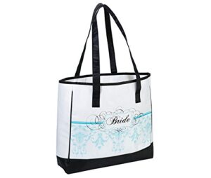 lillian rose 13″x12″ aqua tr620 br bride tote bag, 13″ x 12″ x 4″