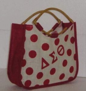 delta sigma theta sorority polka dot jute bag