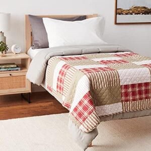 Eddie Bauer Throw Blanket Reversible Cotton Quilted Bedding, Home Decor for All Seasons, 50" x 60", Camano Island Red