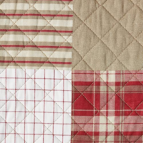 Eddie Bauer Throw Blanket Reversible Cotton Quilted Bedding, Home Decor for All Seasons, 50" x 60", Camano Island Red