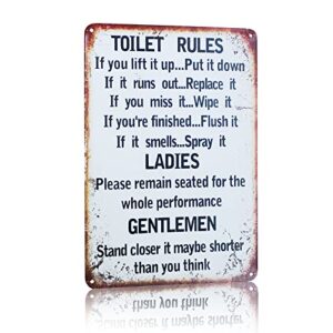 wondercave toilet rules warning metal sign bar cafe garage wall decor retro vintage 7.87 x 11.8 inch