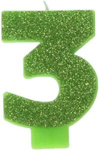 #3 glitter birthday candle | kiwi green | party supply