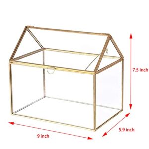 RUNIGOO Card Box for Wedding, Glass Gift Boxes, Clear Terrarium Card Holder Display Box Perfect for Centerpiece Decor, Wedding Receptions, Graduation Party Supplies 9"x5.9"x7.5" (Only Box)