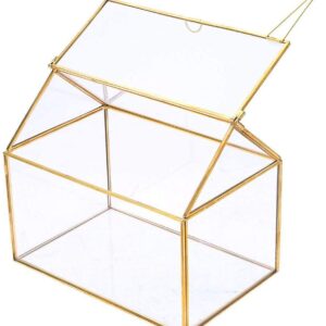 RUNIGOO Card Box for Wedding, Glass Gift Boxes, Clear Terrarium Card Holder Display Box Perfect for Centerpiece Decor, Wedding Receptions, Graduation Party Supplies 9"x5.9"x7.5" (Only Box)