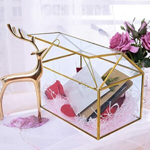 RUNIGOO Card Box for Wedding, Glass Gift Boxes, Clear Terrarium Card Holder Display Box Perfect for Centerpiece Decor, Wedding Receptions, Graduation Party Supplies 9"x5.9"x7.5" (Only Box)