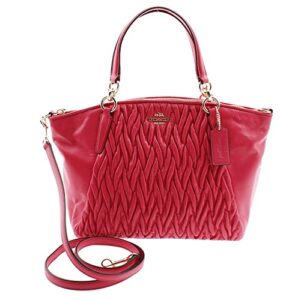 coach small kelsey satchel in gathered twist leather in dahlia f37081 imdul