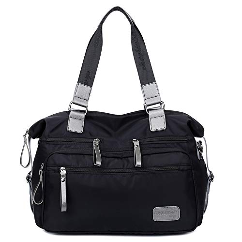 SIMU Waterproof Nylon Shoulder Bag Travel Work Tote Bag (black)