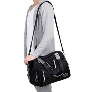 SIMU Waterproof Nylon Shoulder Bag Travel Work Tote Bag (black)