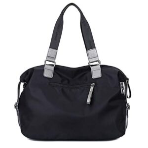 SIMU Waterproof Nylon Shoulder Bag Travel Work Tote Bag (black)