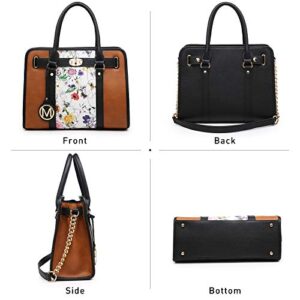 Women Handbags, Large Designer Lady Satchel Multi-Pockets Shoulder Bag Fashion Tote w/ Wallet Set (8011-GD/BKF)