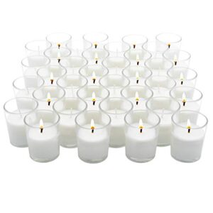 royal imports unscented clear glass votive candles, long 10 hour burn time, for home, spa, wedding, birthday, holiday, restaurant, party, birthday, 36 pack