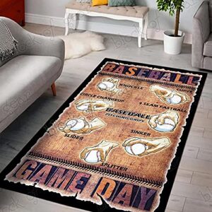 Area Rug-Baseball Pitching Grips Living Room Rug MLH483R, 5' x 8' Fluffy Carpets for Bedroom Shaggy Floor Modern Rug Home Decor Mats