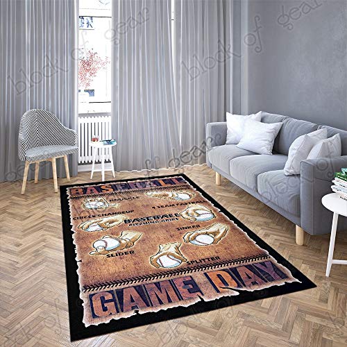 Area Rug-Baseball Pitching Grips Living Room Rug MLH483R, 5' x 8' Fluffy Carpets for Bedroom Shaggy Floor Modern Rug Home Decor Mats