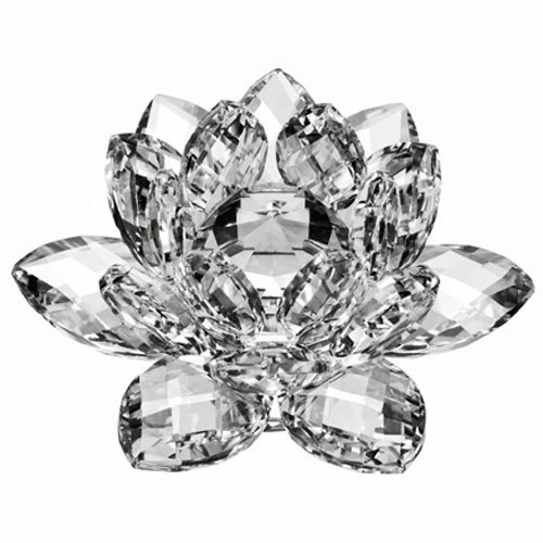 Amlong Crystal 3 inch Clear Crystal Lotus Flower with Gift Box