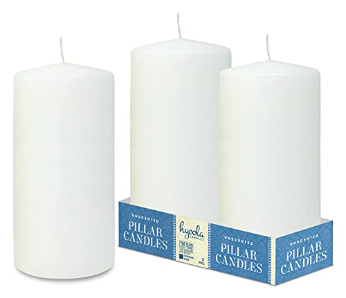 Hyoola White Pillar Candles 4x8 Inch - Unscented Pillar Candles - 2-Pack - European Made