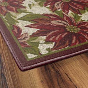 Brumlow MILLS Poinsettia Rug, 20" x 34", Garnet