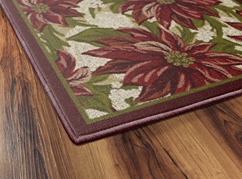 Brumlow MILLS Poinsettia Rug, 20" x 34", Garnet