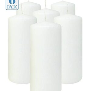 HYOOLA White Pillar Candles 3x7 Inch - Unscented Pillar Candles - 6-Pack - European Made