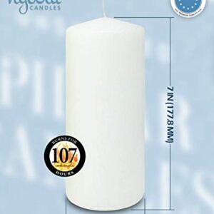 HYOOLA White Pillar Candles 3x7 Inch - Unscented Pillar Candles - 6-Pack - European Made