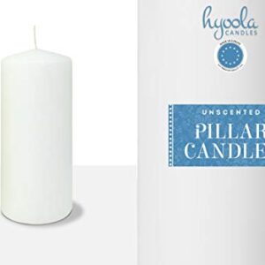 HYOOLA White Pillar Candles 3x7 Inch - Unscented Pillar Candles - 6-Pack - European Made