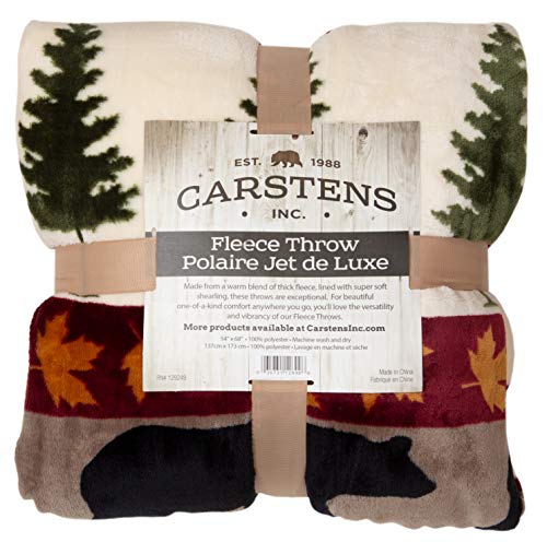 Carstens Soft Sherpa Plush Throw Blanket, Tall Pine Collection