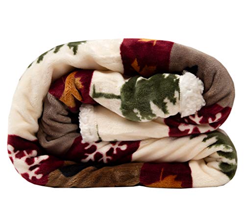 Carstens Soft Sherpa Plush Throw Blanket, Tall Pine Collection