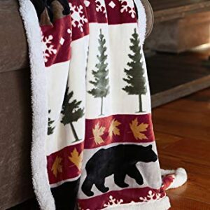 Carstens Soft Sherpa Plush Throw Blanket, Tall Pine Collection