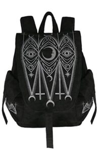 restyle cathedral gothic occult crescent moon vegan suede school uni backpack