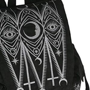 Restyle Cathedral Gothic Occult Crescent Moon Vegan Suede School Uni Backpack