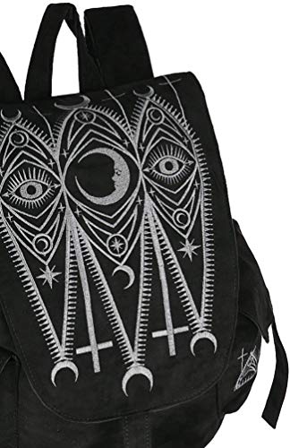 Restyle Cathedral Gothic Occult Crescent Moon Vegan Suede School Uni Backpack