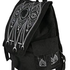 Restyle Cathedral Gothic Occult Crescent Moon Vegan Suede School Uni Backpack